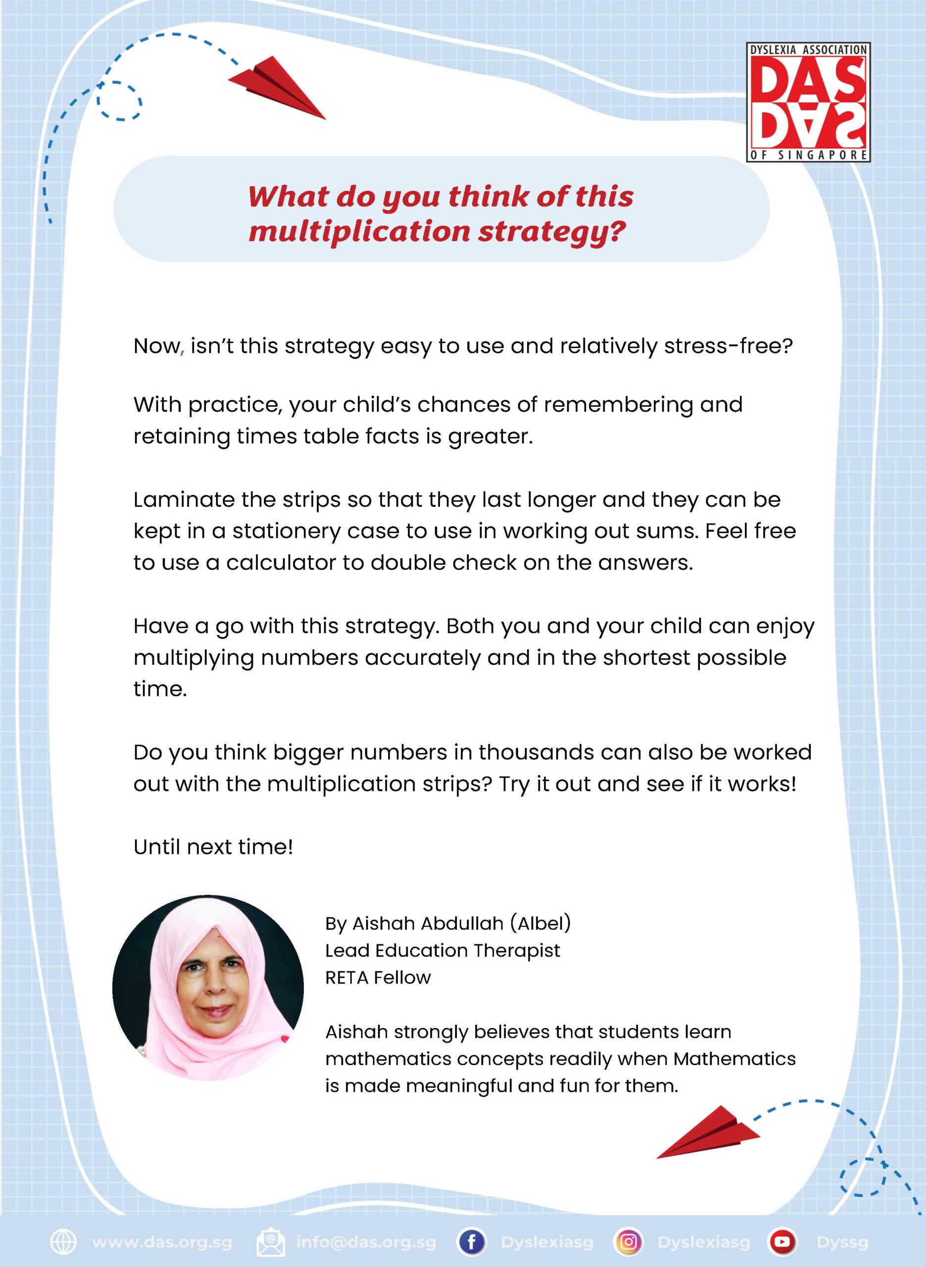 Multiplication Secrets - Dyslexia Association of Singapore